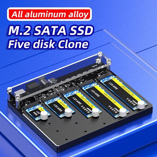 Slimme Deals M.2 SATA SSD Clone Station - USB 3.0 Adapter - 5 Bay - AJM2SC5L | bol