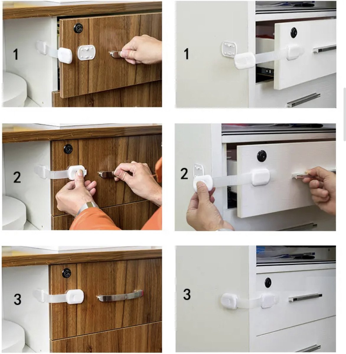 Kinderslot kastjes - Zelfklevend kinderslot kast - Dubbel op slot ...