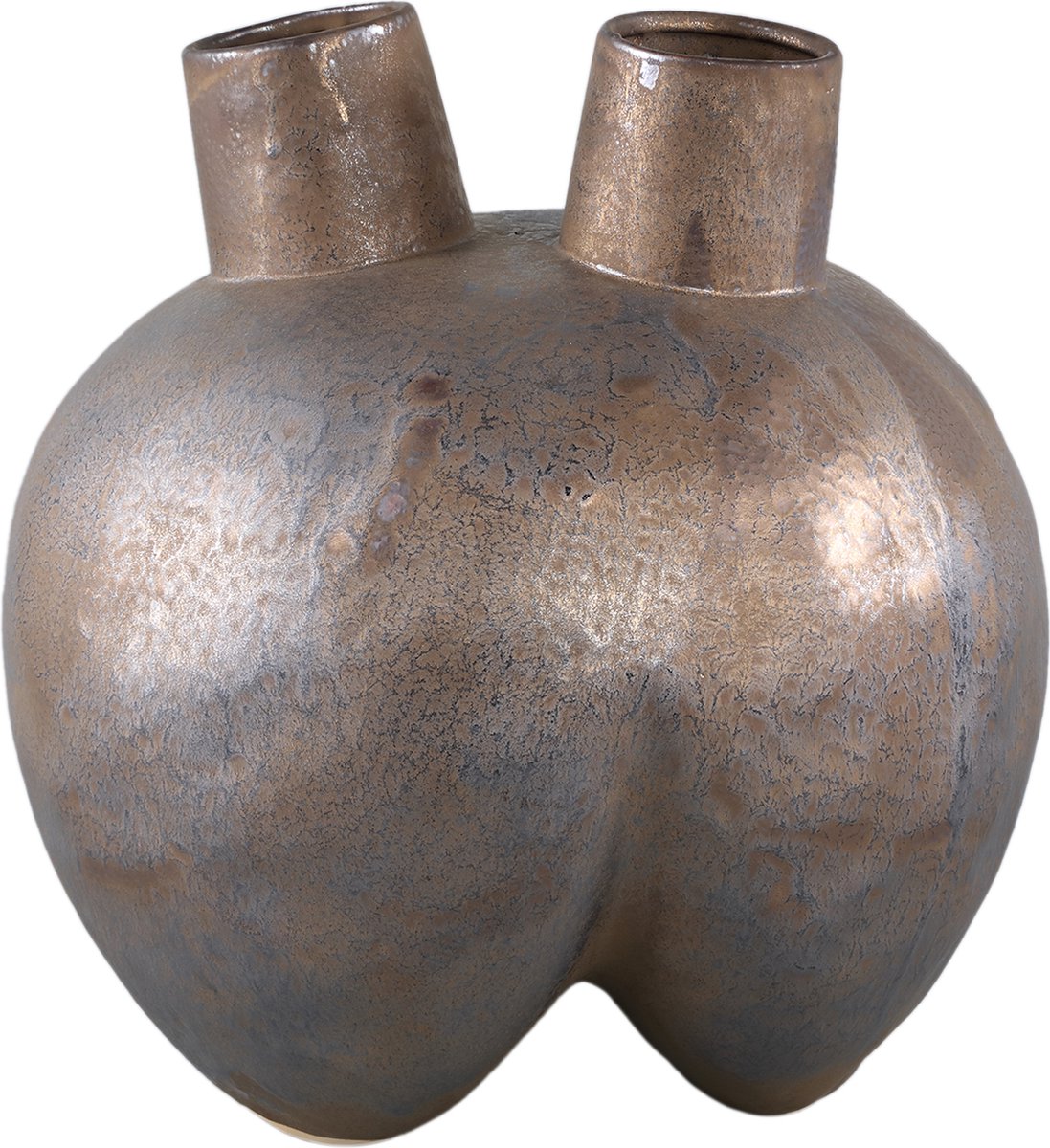 PTMD Susana Bronze ceramic pot two holes round L | bol.com