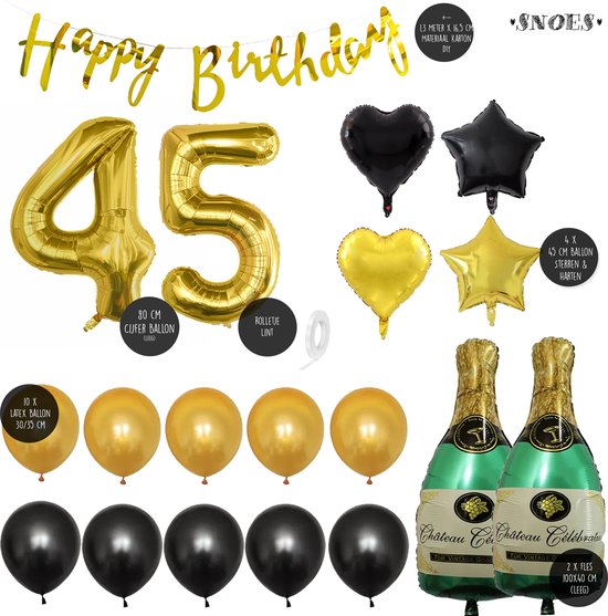 45 Jaar Verjaardag Cijferballon 45 - Feestpakket Snoes Ballonnen Pop The Bottles -... | bol.com