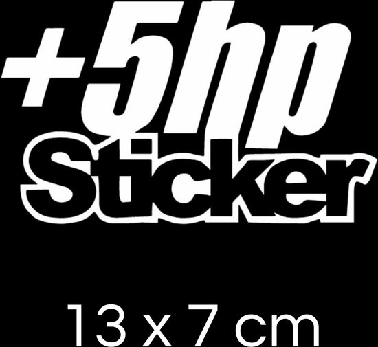 '+5 HP Sticker - Autosticker - Grappige Auto Sticker Wit - Hoogwaardig ...