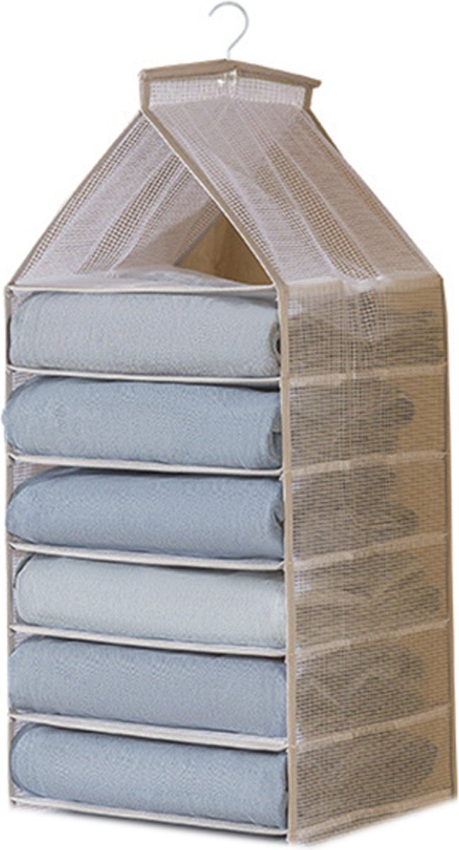 Kledingkast Organizer - 6 Vakken - Grijs - Kleding Opbergzak - Hangende ...