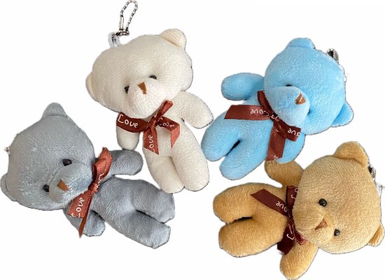 12 stuks Kleine Teddy Beertjes Sleutelhangers | 12x8cm | Verschillende ...