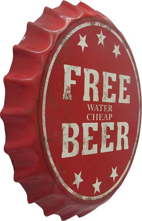 Signs-USA Free Water Cheap Beer - Retro Wandbord - Metaal | bol