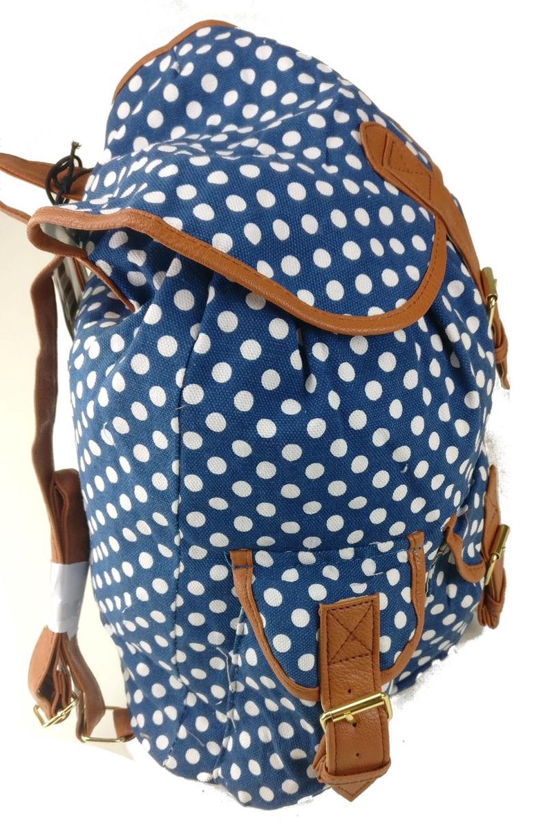 Borderline Vintage POLKA DOTS Canvas Rugzak Rugtas School Werk Tas ...