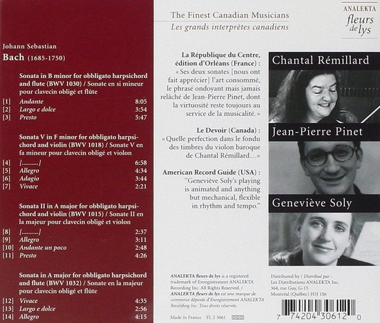 Chantal Remillard - L Integrale Des Sonates Pour Clavec (CD), Genevieve ...