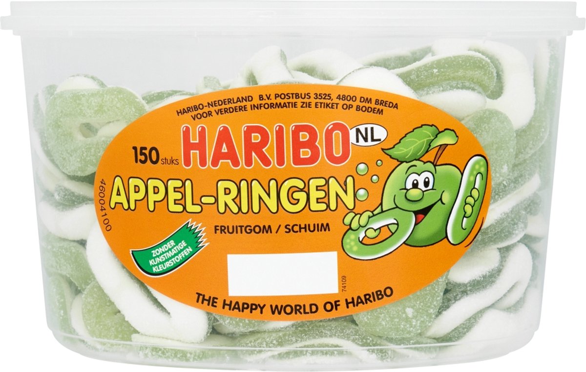 Haribo - Sour Apple Rings - 150 pieces | bol