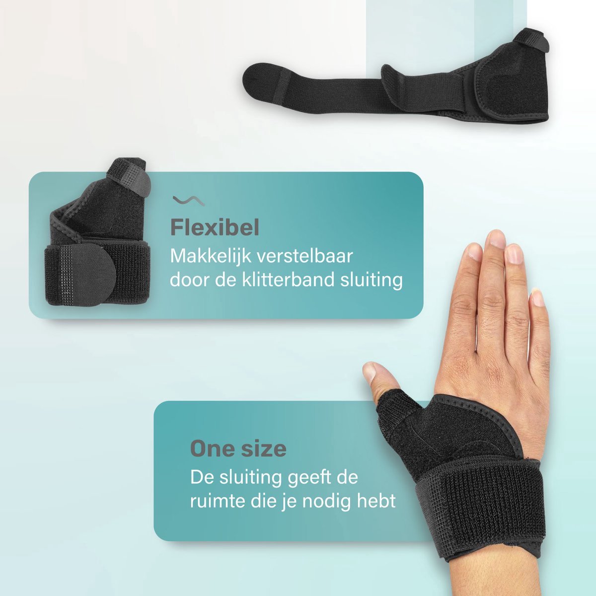 Vingerspalk - Voor duim - Onze size - Zwart - Verharde spalk - Staal ...