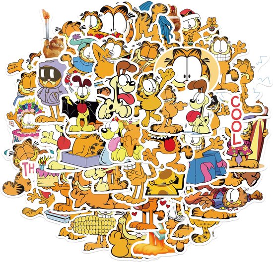 Garfield Stickers - set 50 stuks - Laptop Stickers - Stickervellen ...