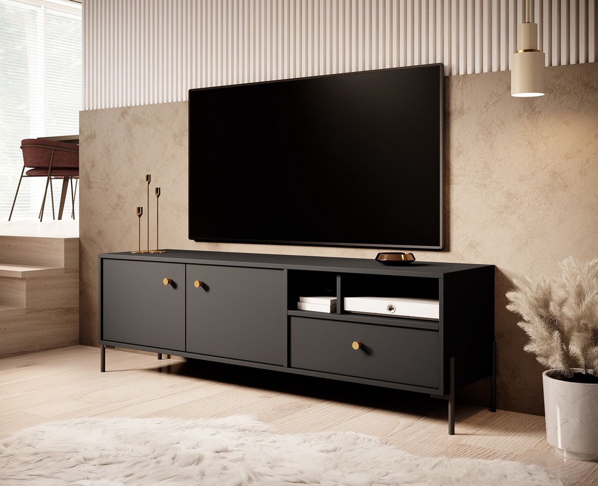 Meubella - TV-Meubel Novo - Antraciet - 156 cm | bol.com