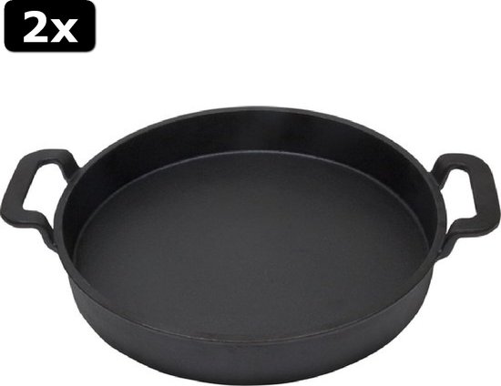 2x Grill Guru - Gietijzeren Pan - Grid Cast Iron - Fry Pan | bol.com