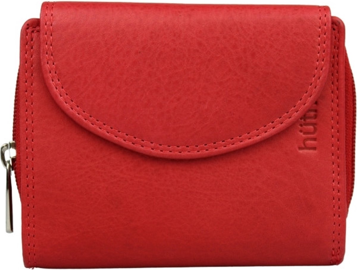 Leren Dames Portemonnee Rood - Compact met Rits - Portemonnee veel ...