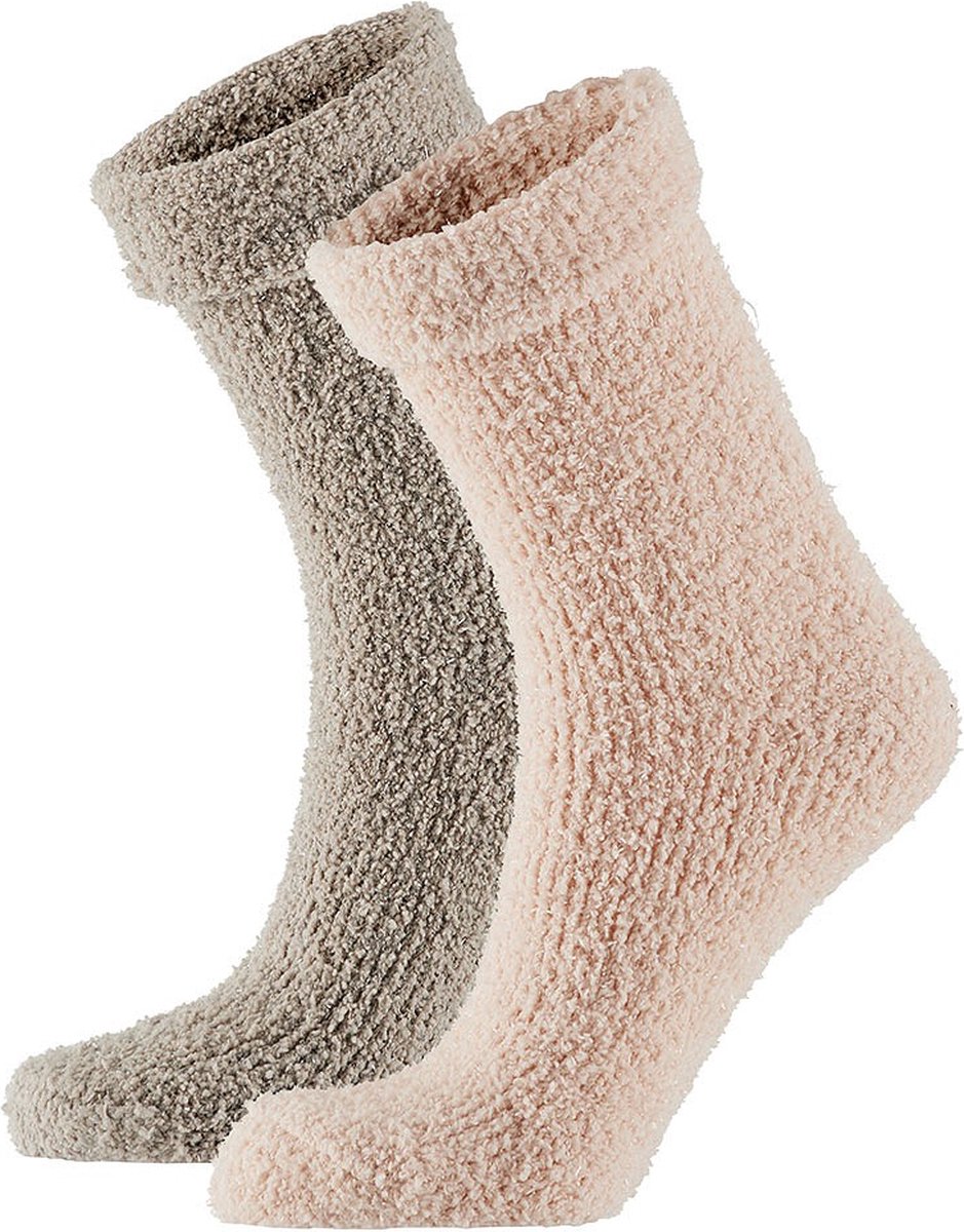 Bedsokken dames | Roze|Bruin | One Size | Slaapsokken | Warme sokken ...