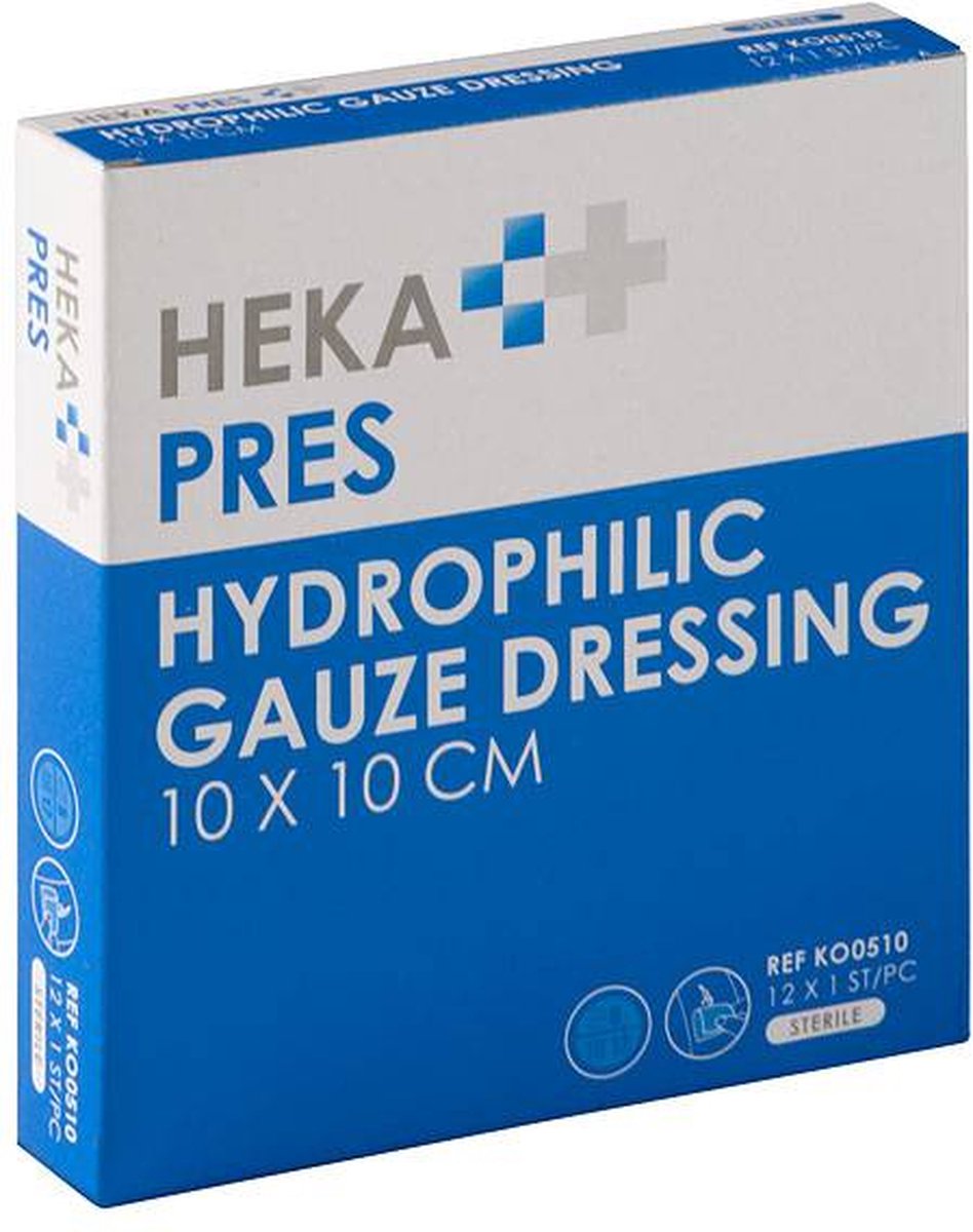 HEKA Steriel gaas - gaaskompres 10 x 10 cm - EHBO Gaasjes - 12 stuks | bol.com