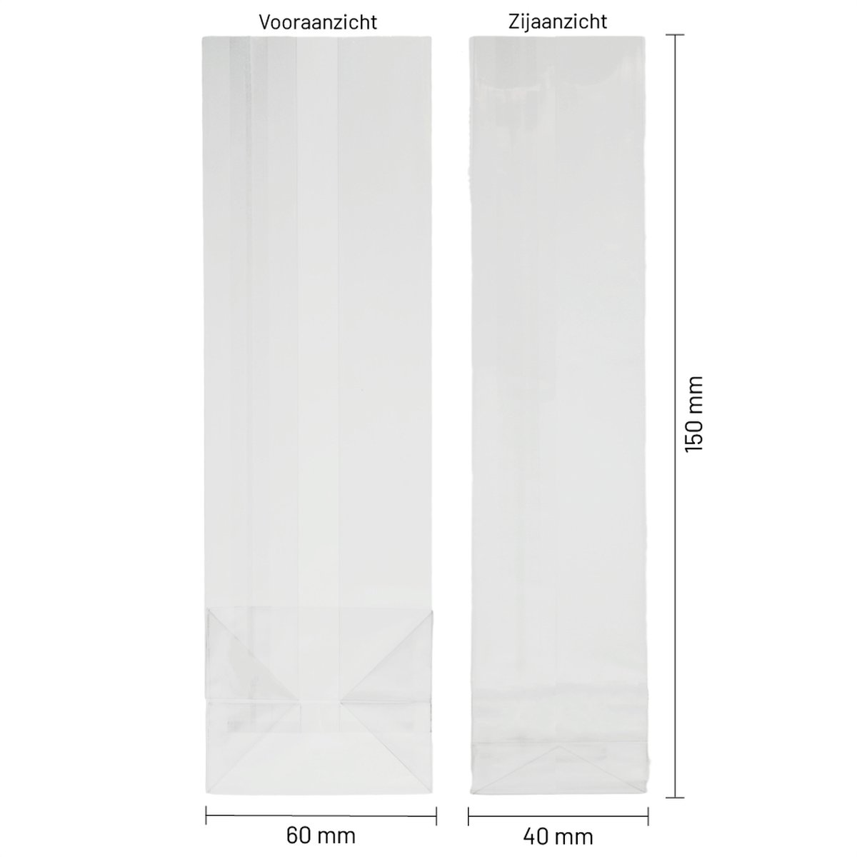 Blokbodemzakjes transparant 60 + 40 x 150 mm - per 100 stuks | bol.com