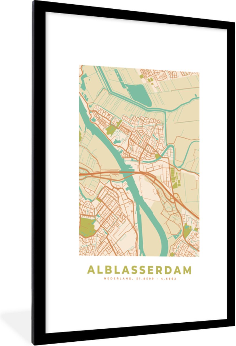 Fotolijst incl. Poster - Kaart - Alblasserdam - Stadskaart ...