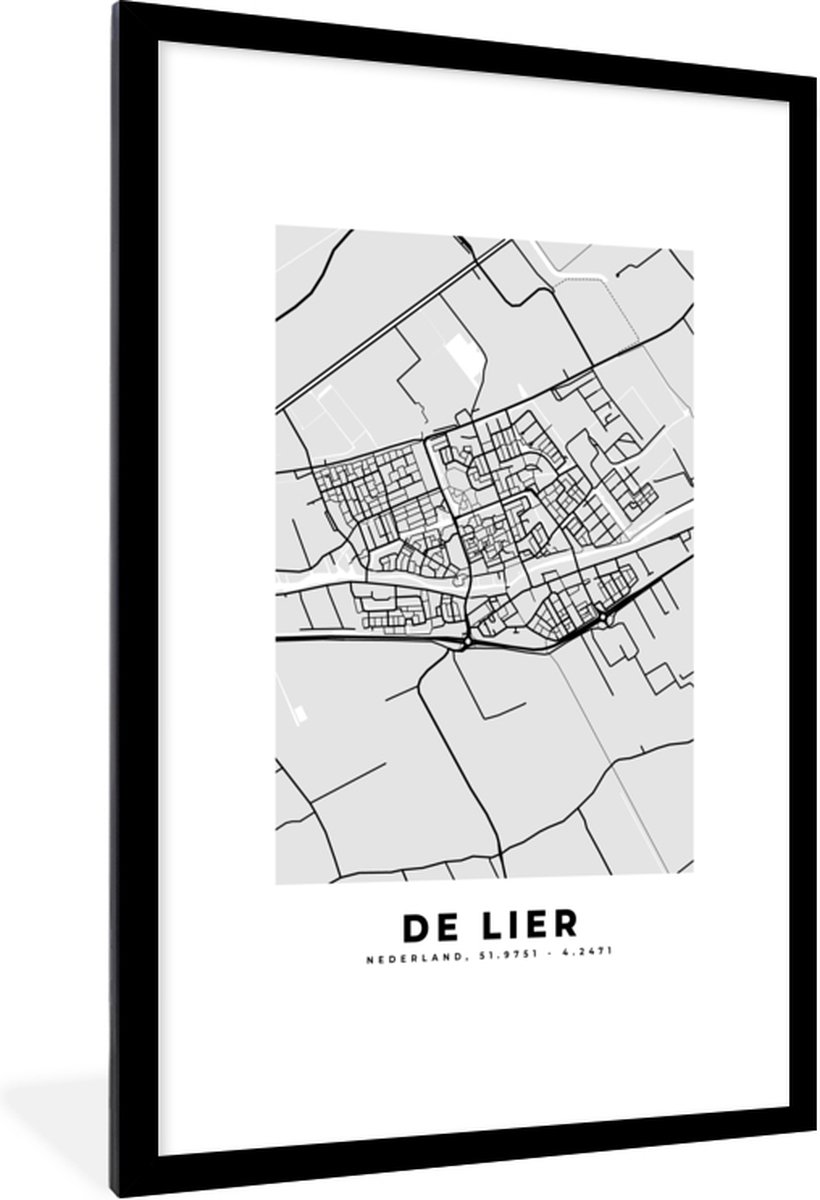 Fotolijst incl. Poster - Plattegrond - De Lier - Kaart - Stadskaart ...