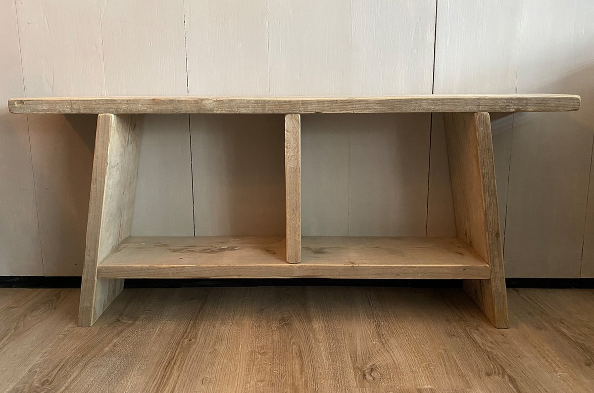 80 cm steigerhouten bank met 2 vakken - gebruikt hout - sloop hout ...