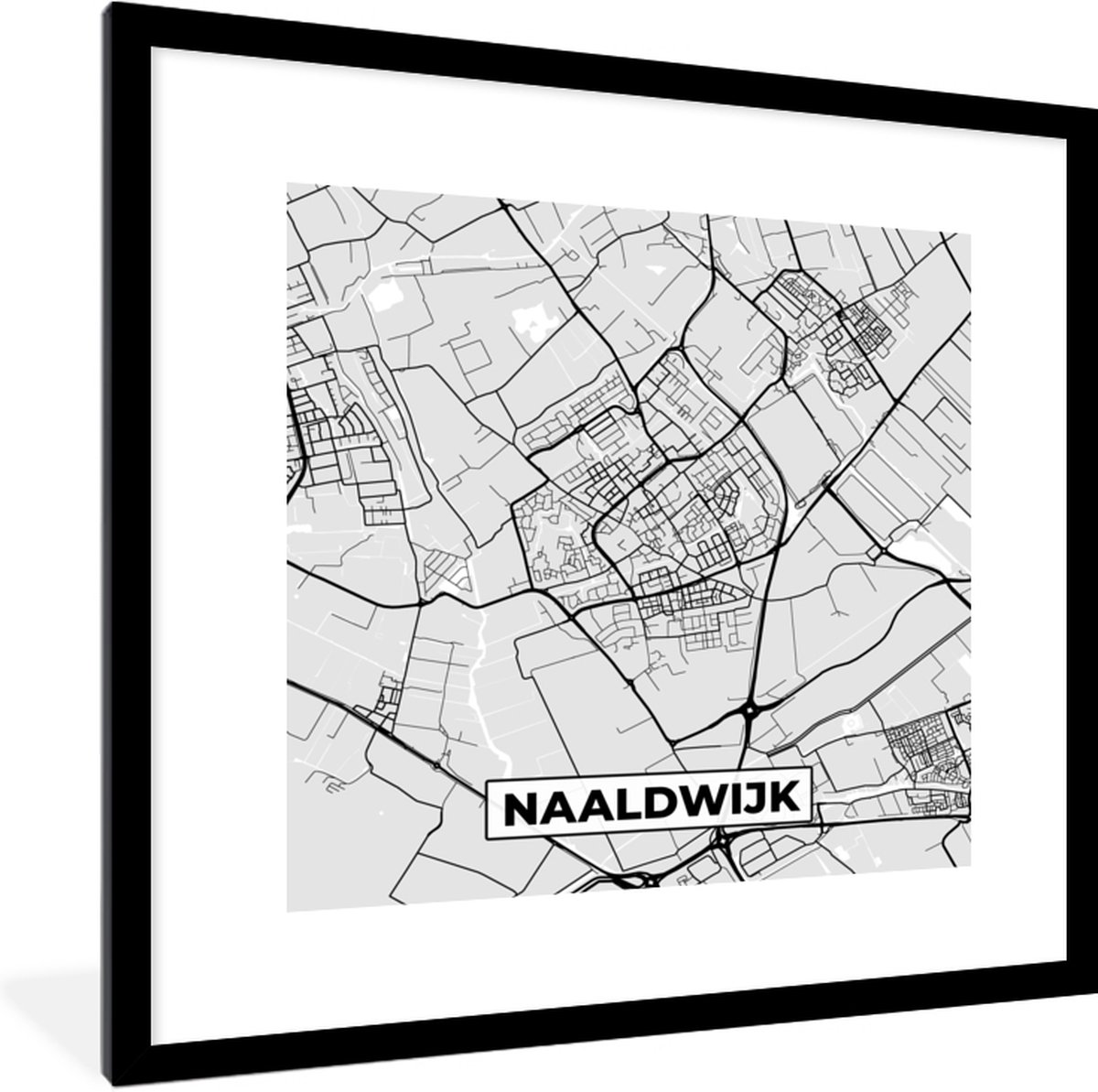 Fotolijst incl. Poster - Naaldwijk - Plattegrond - Kaart - Stadskaart ...