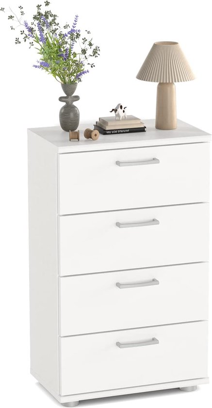 LIVINGSIGNS Dressoir met 4 laden, ladekast van hout, commode met ...