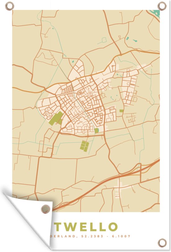 Tuinposters buiten Kaart - Vintage - Stadskaart -Twello -Plattegrond ...