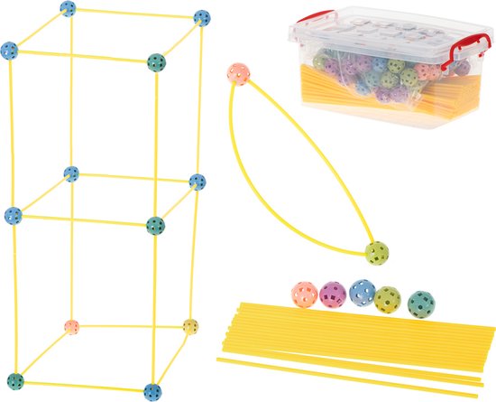 Geometrische constructie XL set 320 delig - Bouwrietjes in opbergbox ...
