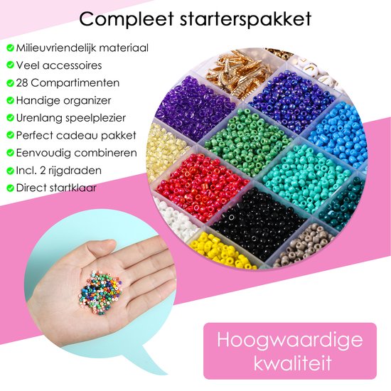 Behave Kralen Set - Glaskralen - Kralenset - Goudkleurig - Bedels - 28 ...