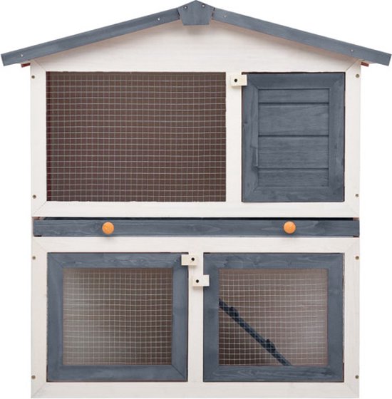 VDXL Konijnenhok voor buiten met 3 deuren hout grijs | bol.com