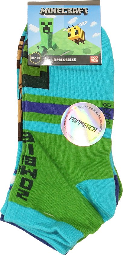 Minecraft Steve & Creeper 3 Pack Zomer Sokken - Officiële Merchandise ...