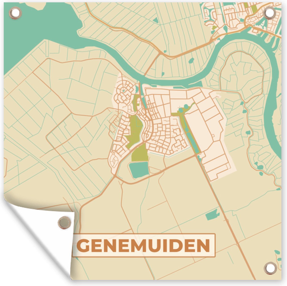 Tuindoek Plattegrond - Kaart - Stadskart - Genemuiden - 100x100 cm ...