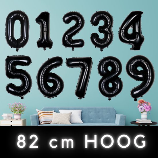 Fienosa Cijfer Ballonnen nummer 2 - Zwart - 82 cm - 12 - 20 - 22 - 32 ...