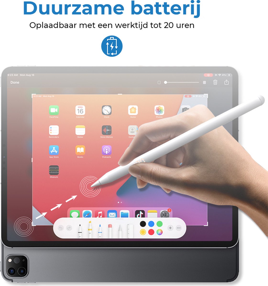 Bluetooth Touchscreen Pen - Active Stylus Pen met Batterij Percentage ...