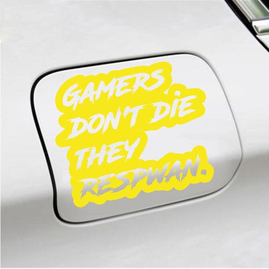 Bumpersticker - Gamers Dont Die They Respawn - 12,6 X 14,8 - Geel | bol
