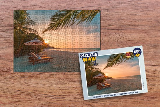 Puzzel Strand - Strandstoel - Zonsondergang - Legpuzzel - Puzzel 500 ...