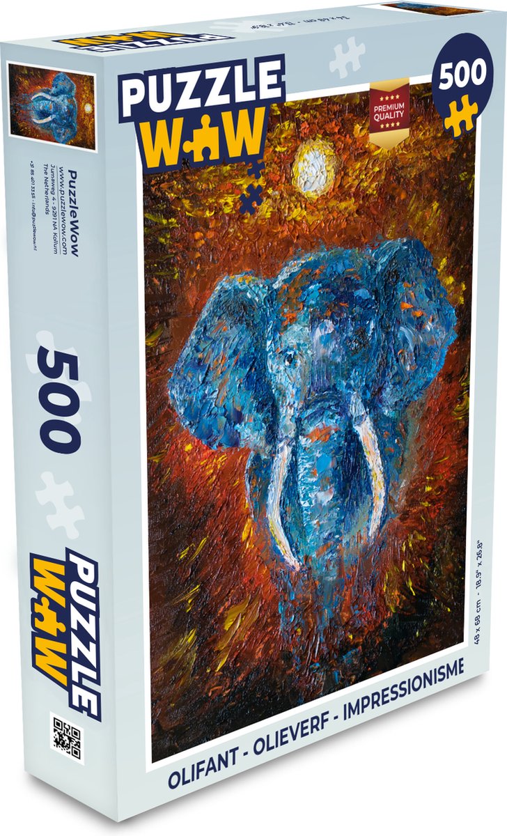 Puzzel Olifant - Olieverf - Impressionisme - Legpuzzel - Puzzel 500 ...