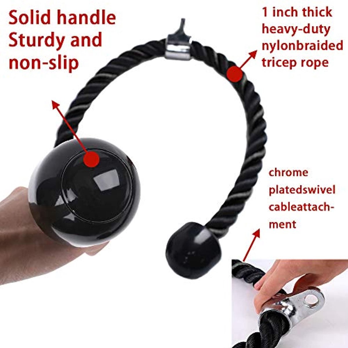 Happygetfit - Tricepsstouw touw nylon 70cm biceps triceps touw fitness ...