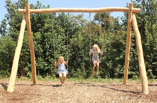 Houten Schommel Robinia 4 haken premium #Openbaar## - 2 Rubberen zitjes ...