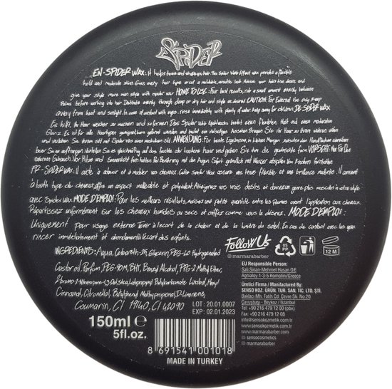 Marmara Barber - Spider Wax 150ml - Haarwax voor mannen - Volwassen ...