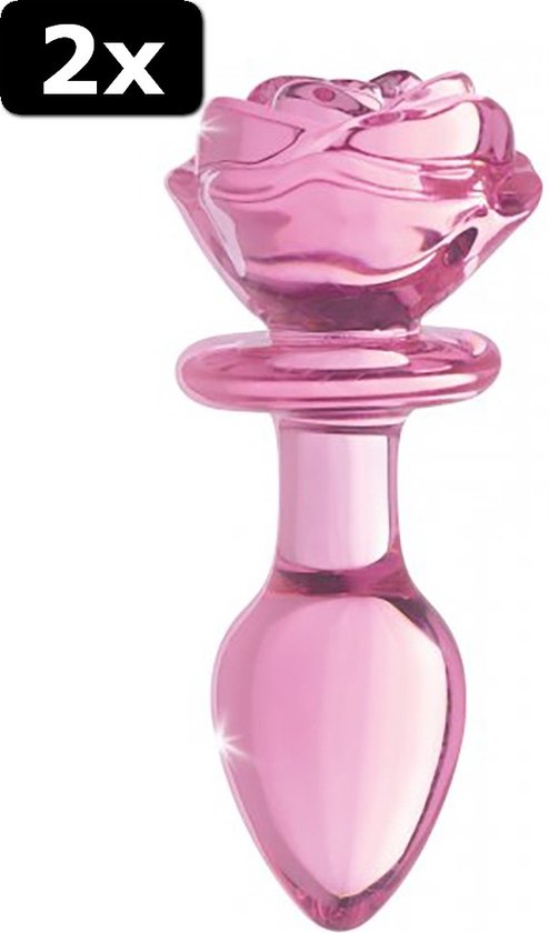2x Glass Medium Anal Plug - Pink Rose | bol.com