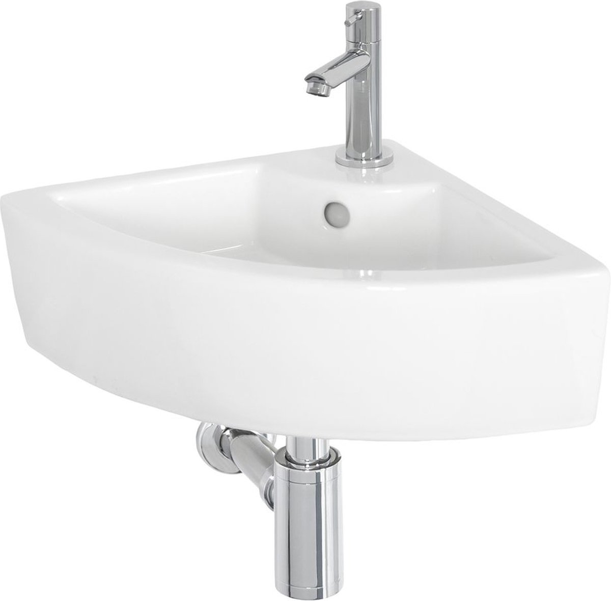 AquaVive Hoekfonteinset Midou - Keramiek - Wit - 32,5cm | bol.com