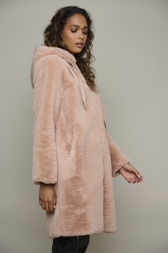 Faux fur ladies coat Misty rose 36 | bol.com