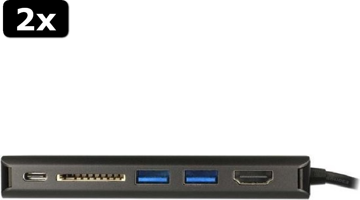 2x Premium USB-C naar HDMI, 2x USB-A, USB-C PD, RJ45 en SD/MMC adapter ...