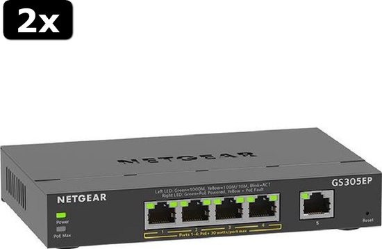 2x Netgear GS305EP - Netwerkswitch - Smart Managed Plus - 5 poorten | bol