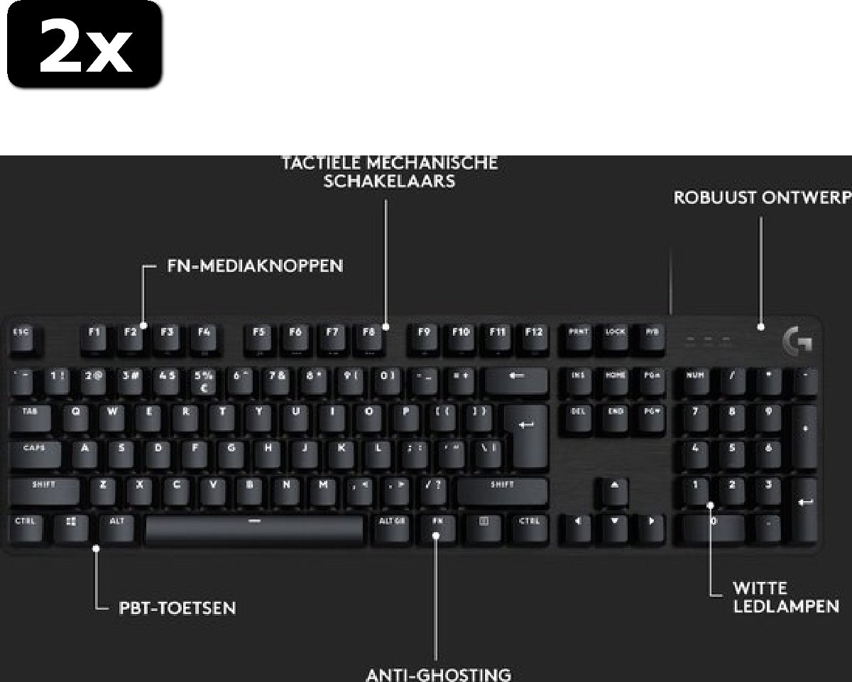 2x Logitech G413 SE - Mechanisch Gaming Toetsenbord - Qwerty ISO ...
