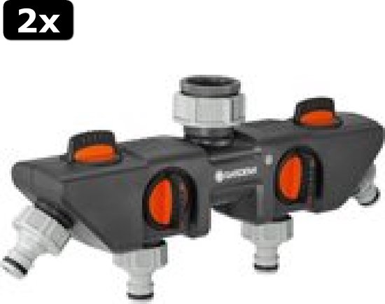 2x GARDENA - Waterverdeler - Slangkoppeling - 4 uitgangen | bol