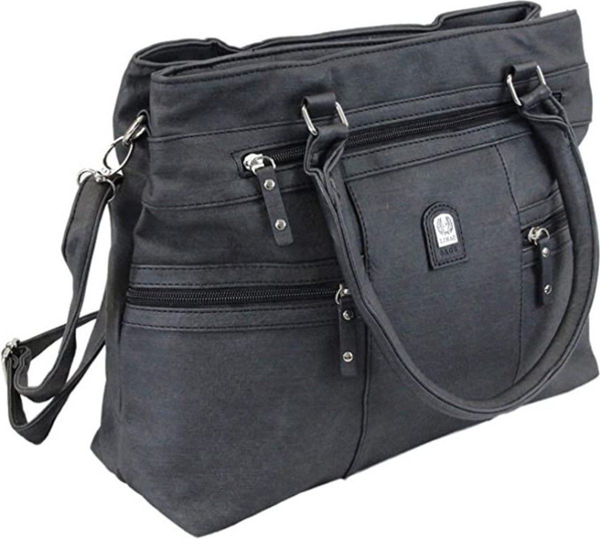 Dames Handtas Donker Zwart - Handtas veel vakken - Tas met veel ruimte ...