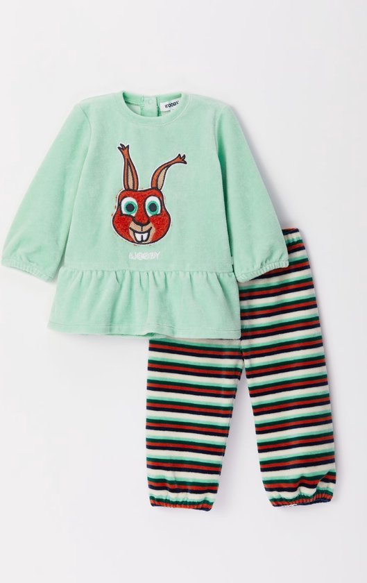 Woody pyjama velours baby meisjes - lichtgroen - eekhoorn - 222-3-PDL-V ...