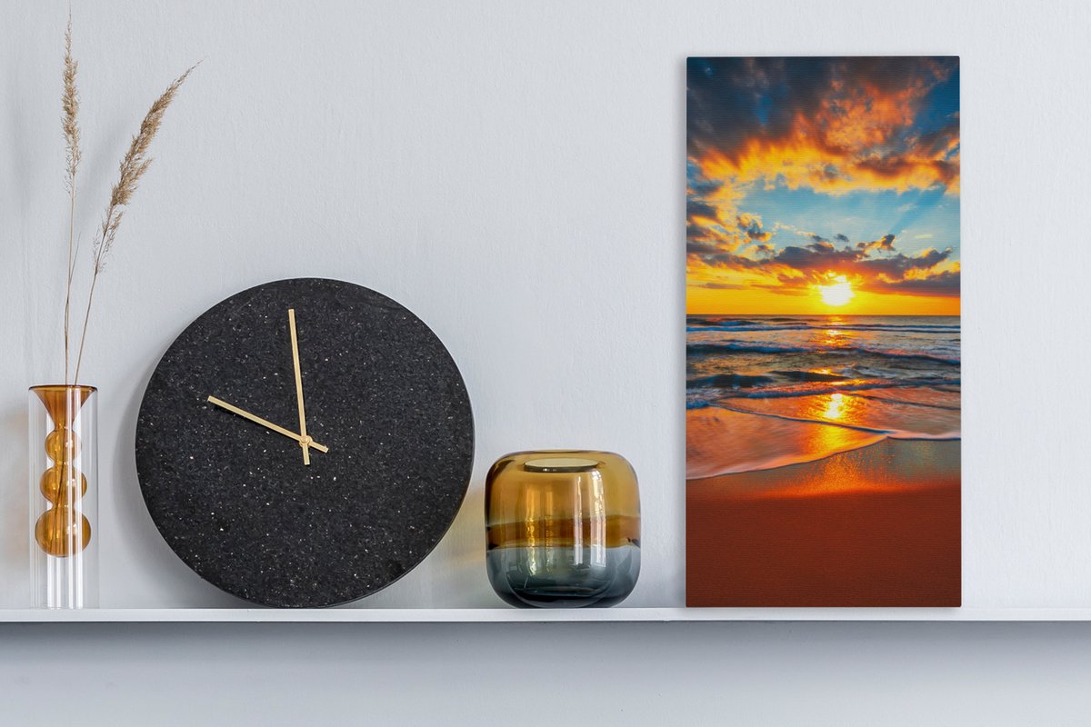 OneMillionCanvasses - Canvas schilderij - Zonsondergang - Horizon - Zee - Wolken -... | bol.com