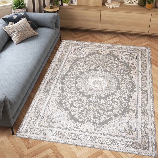 Tapiso Hera Vloerkleed Lichtgrijs Vintage Woonkamer Oosters Tapijt Maat ...