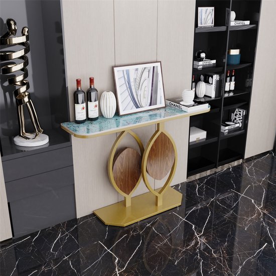 SureDeal® - Consoletafel - Huiskamer - Luxe - Goud - Groen Tafelblad ...